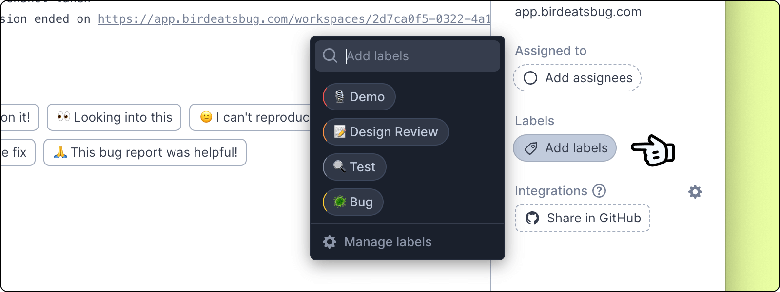 Manage a bug report | Docs