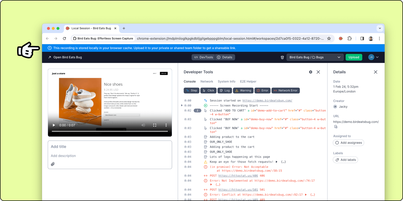 Uploading bug reports | Docs