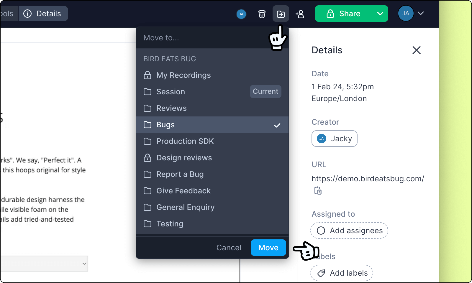 Manage a bug report | Docs