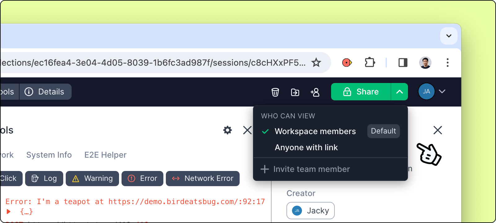Sharing a bug report | Docs